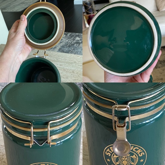 Starbucks | Kitchen | Starbucks Coffee Canister Hunter Green And Gold ...